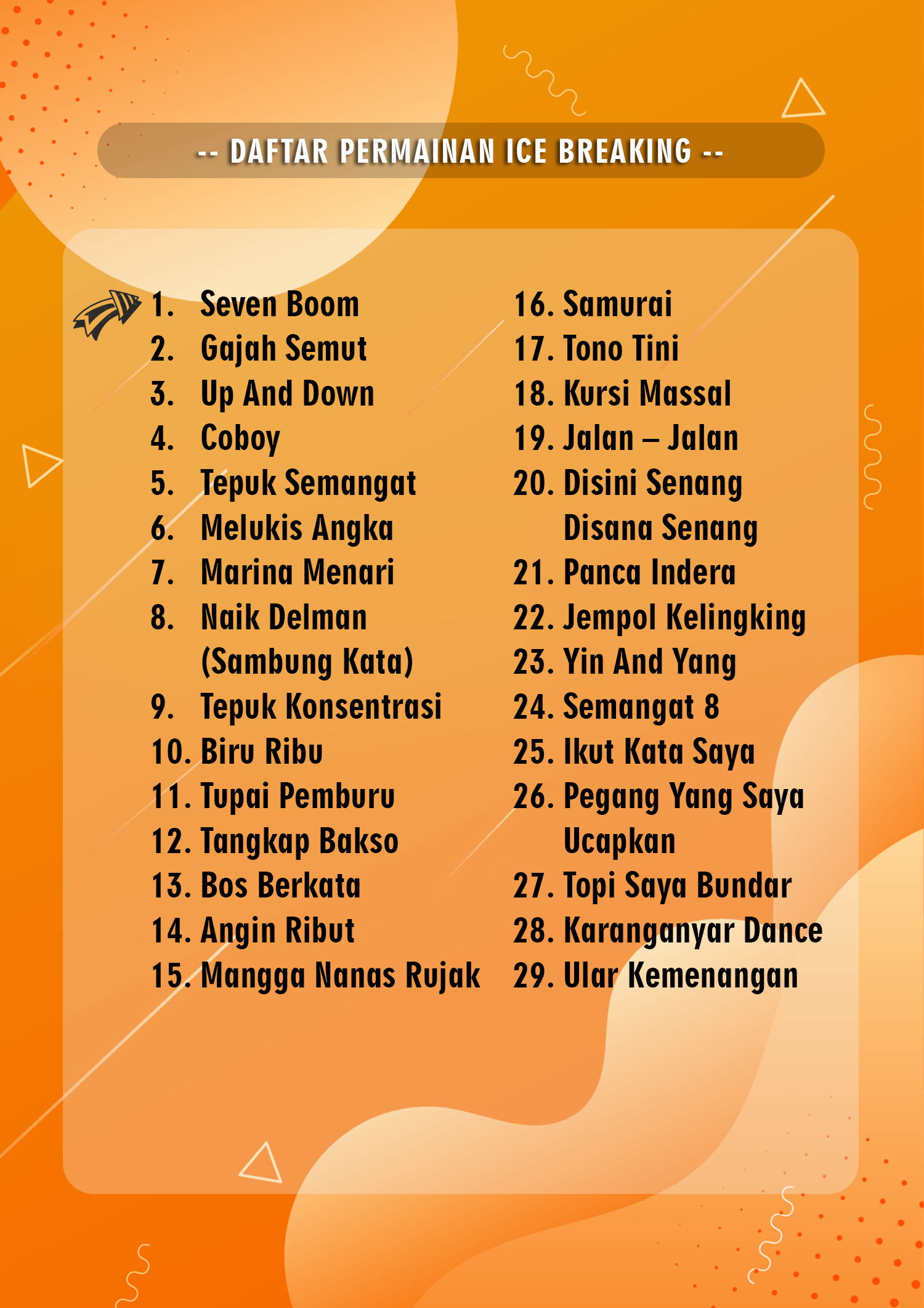 Daftar Permainan Ice Breaking Agrowisata Amanah Daftar Permainan Ice Breaking Agrowisata Amanah